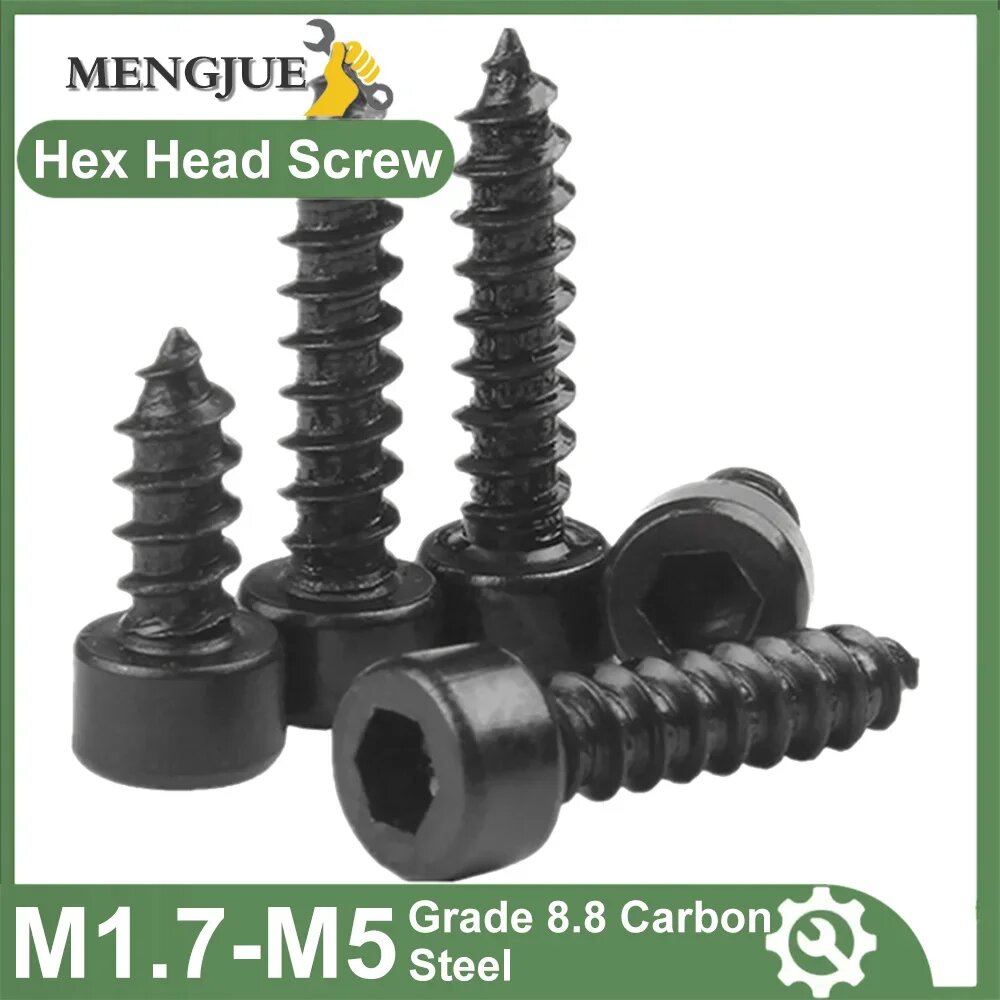 Саморезы MENGJUE черные углеродистые M1.7-M5 M4 (10pcs), 12mm