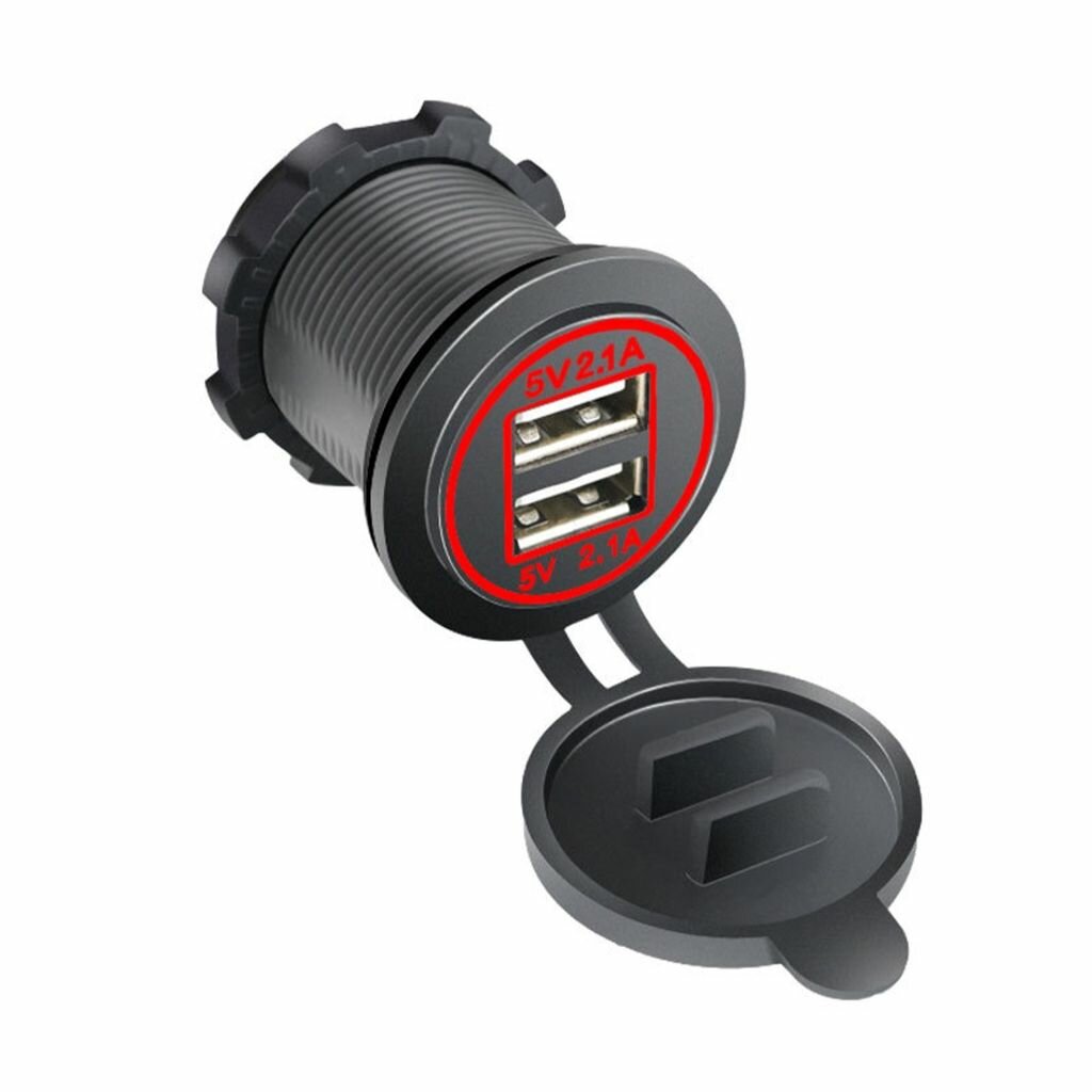 Автомобильное зарядное устройство для мобильных телефонов с двойным USB быстрой зарядки автомобилей, мотоциклов и rv 4.2A-красный
