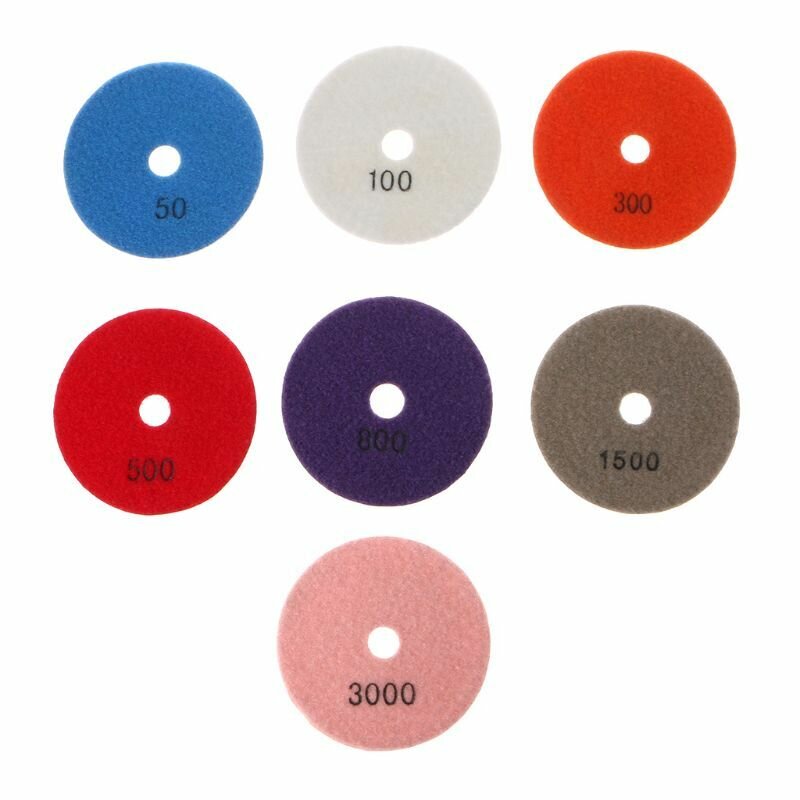 7 шт./лот, шлифовальные диски, 4 дюйма, алмазная полировальная подушка для стекла, гранита, мрамора, камня, гибкая наждачная бумага