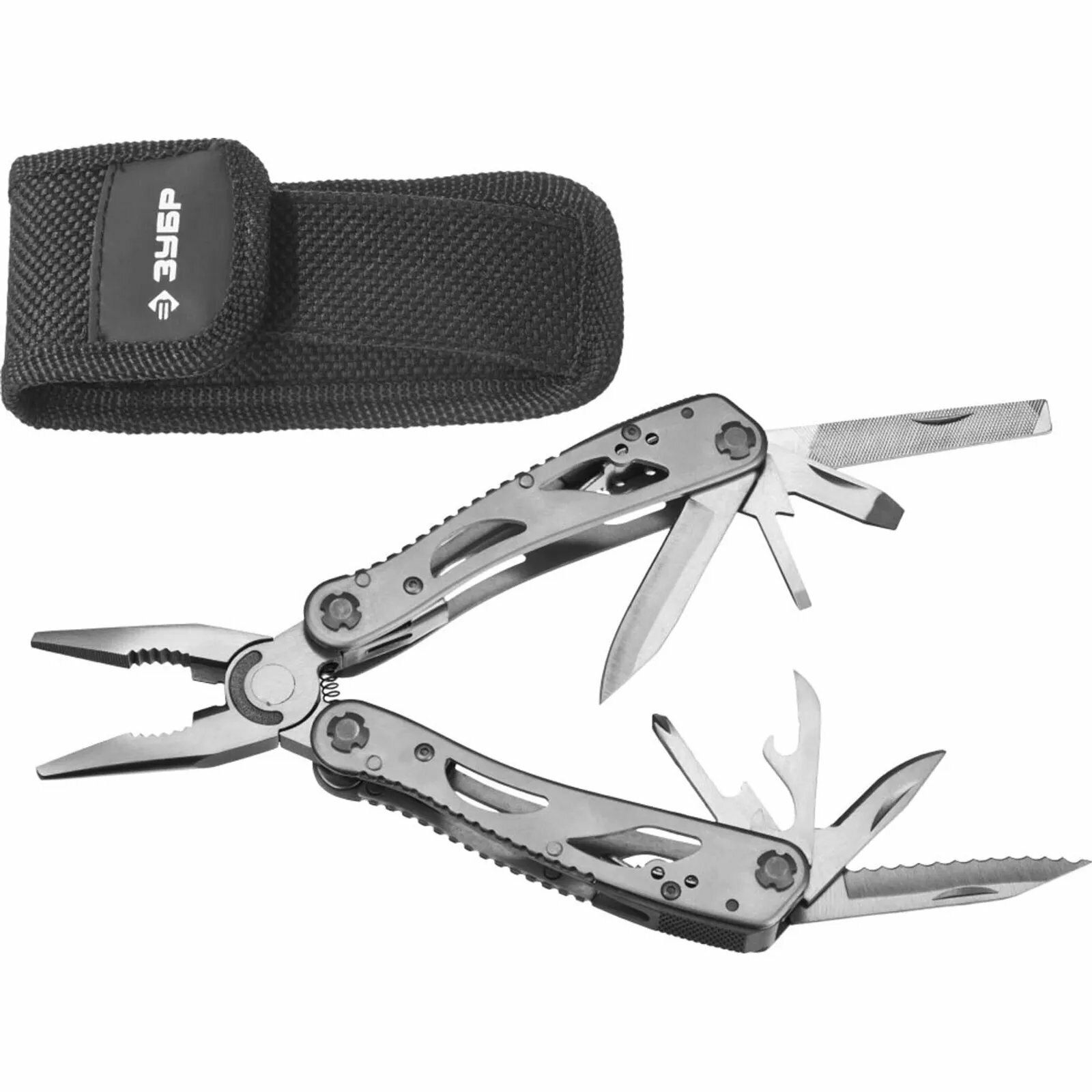 ЗУБР 12 в 1, облегченная рукоятка 105 мм, мультитул, многофункциональный инструмент 47752