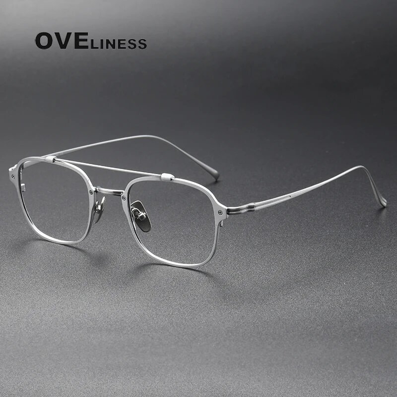 Мужские очки Oveliness, серебряные, титан, ретро