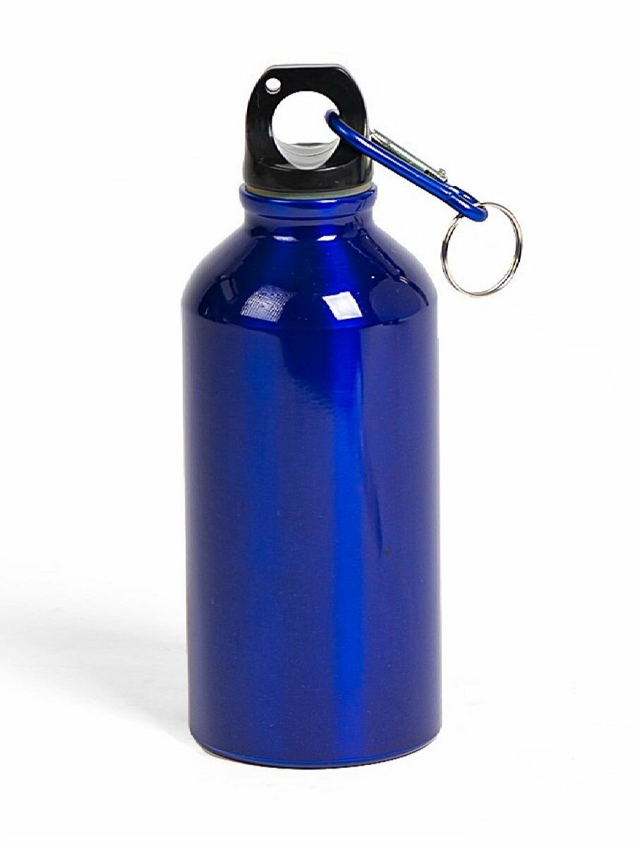 Бутылка для воды "Mento", алюминиевая с карабином, 400 мл, синий