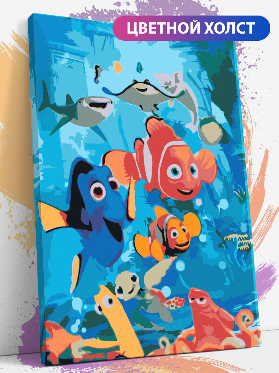 Картина по номерам на холсте с подрамником "Немо. Мультфильм. Рыбка", 30х40 см