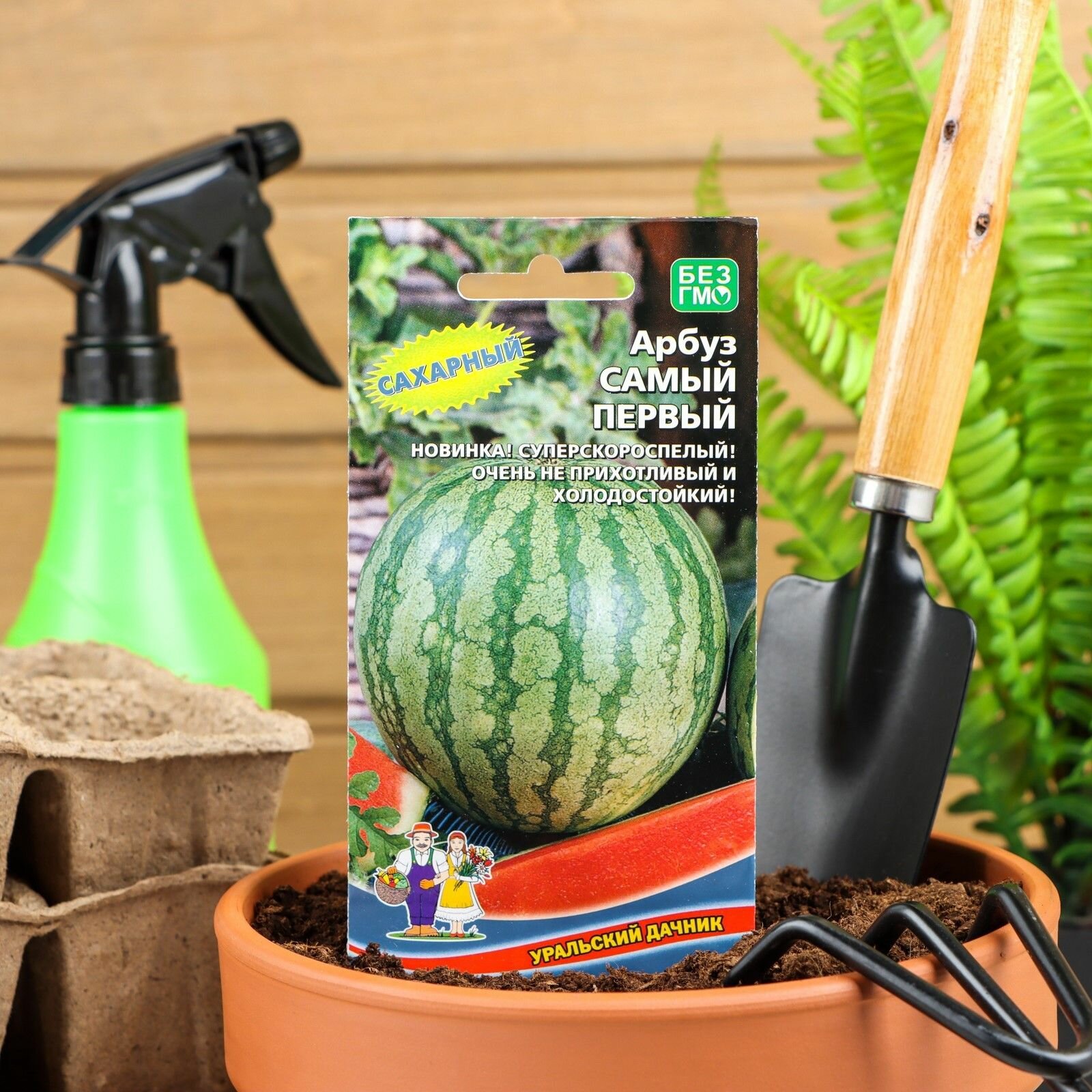 Семена Арбуз "Самый Первый", ультраскороспелый, 3-4 кг, 10 шт, 3 уп