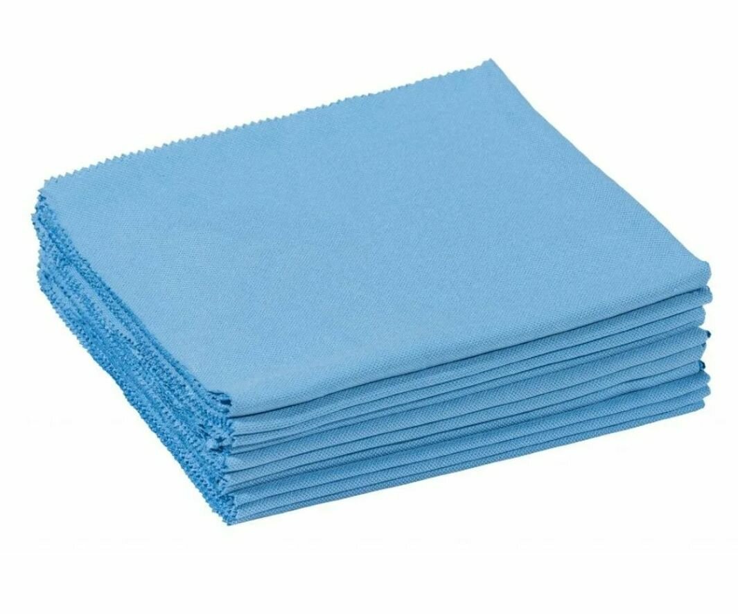 Салфетка из микрофибры для мытья окон, стекла, зеркал голубая 250 г/м2 30х30 см, 5 штук в упаковке