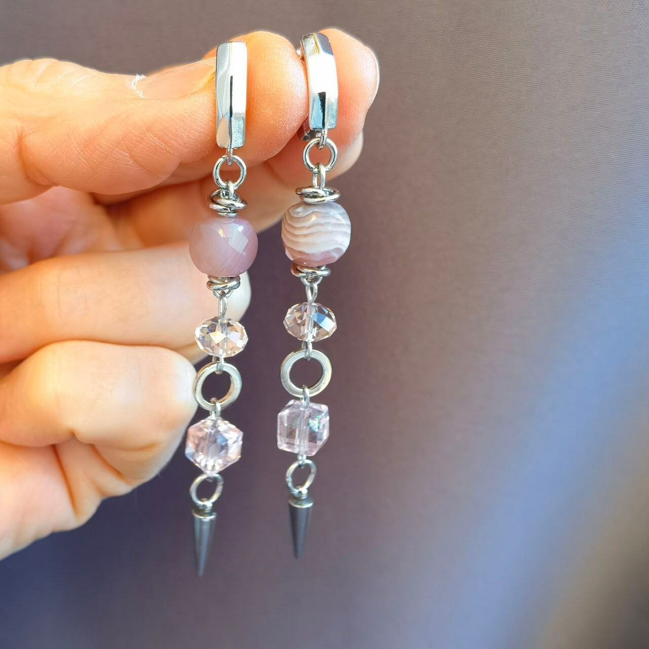 Серьги с подвесками Камни Елены, агат