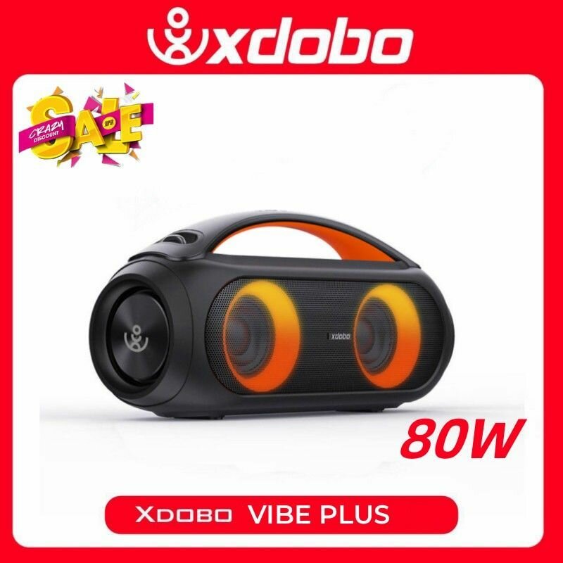 Колонка XDOBO Vibe Plus, 80Вт, Bluetooth 5.0, IPX5, время работы до 12ч, черная