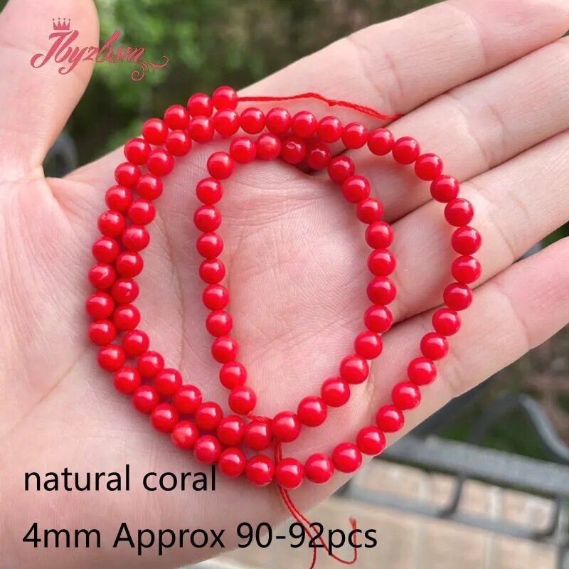 Бусины из красного коралла jbyzbsm 2/3/4/6/8 мм 4mm approx 90-92pcs