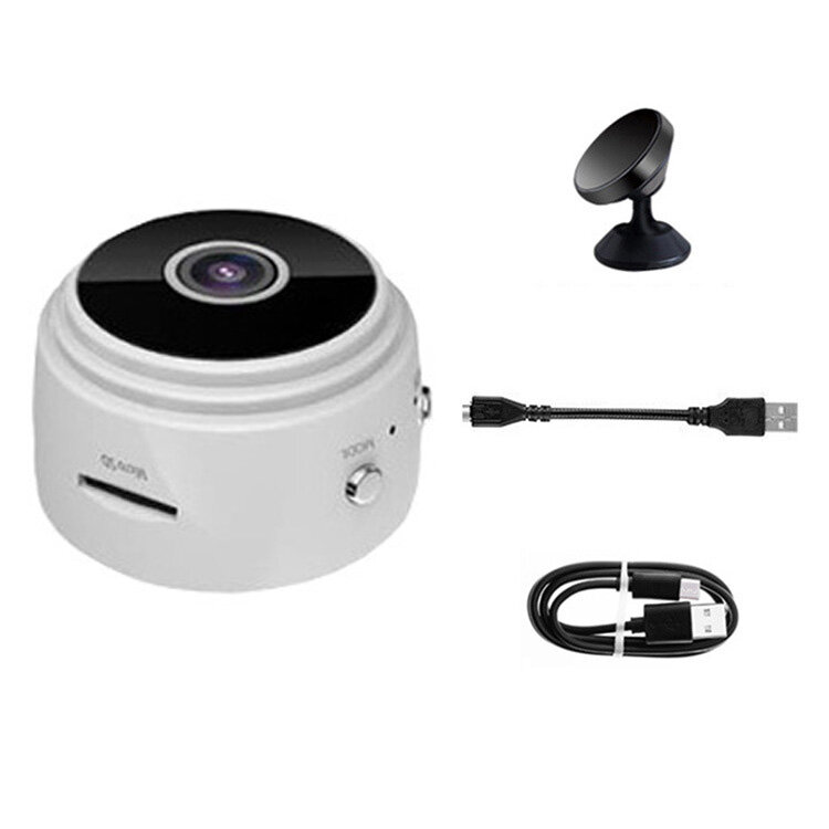 Радионяня 1080P WiFi, компактная HD-камера 1080P с инфракрасным ночным видением, широкий угол обзора, чувствительное обнаружение движения для домашней безопасности, A9 Белый