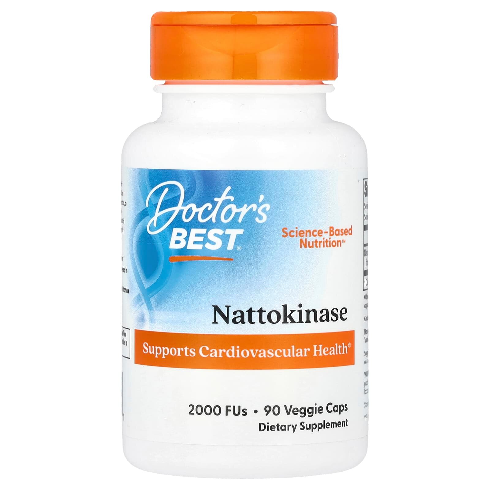 Doctor's Best, Nattokinase, 2,000 FUs, поддержка сердечно-сосудистой системы, 90 капсул