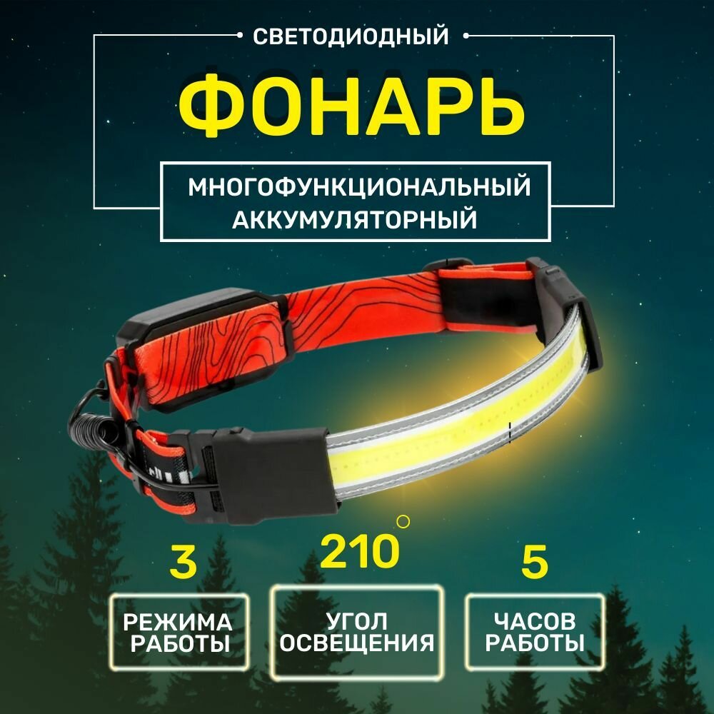 Налобный фонарь-лента HeadLamp YYC65 гибкий встроенный аккумулятор