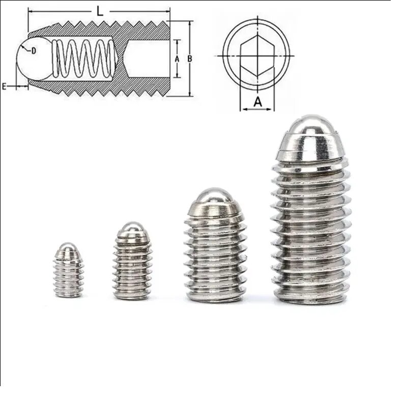 Пружинный шариковый плунжер из нержавеющей стали M3M4M5M6 10pcs M6X10