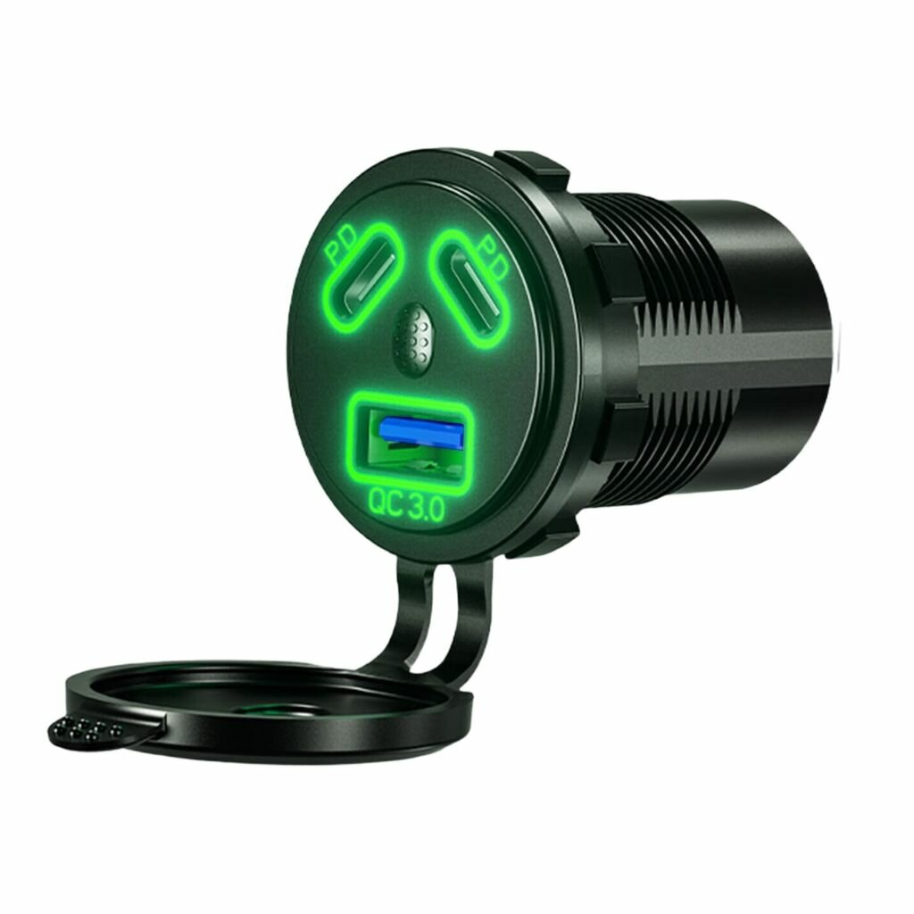 Зарядное устройство, P22A USB+двойное PD быстрое зарядное устройство 45W - зеленый - без провода, 1 шт