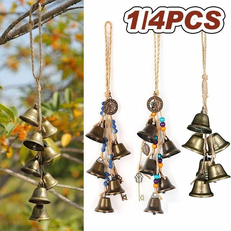 Подвесное украшение интерьерное ручной работы ведьмины колокольчики и колокольчики ветра из металла и дерева для дома и сада