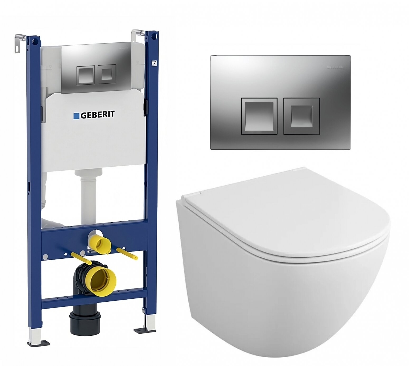 Комплект 3 в 1 инсталляция Geberit Duofix + Унитаз подвесной Owl 1975 Cirkel-H OWLT190302 + кнопка хром матовый