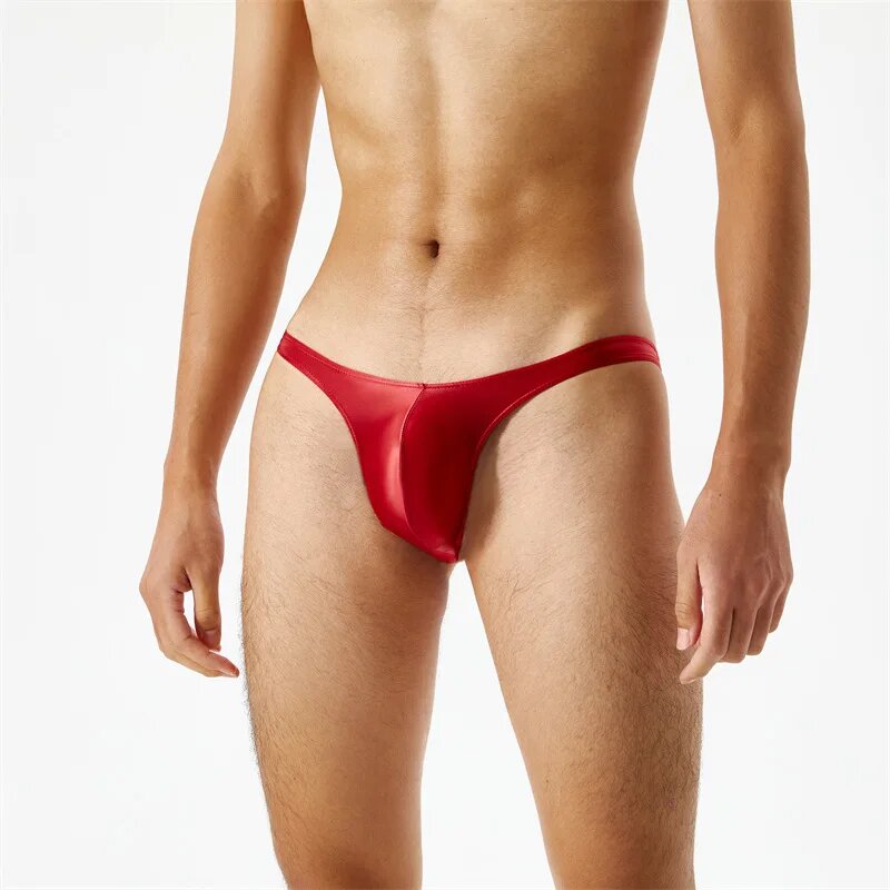 Трусики стринги мужские с низкой талией, пикантное нижнее белье с U-образным Красный, XXL, Wine Red