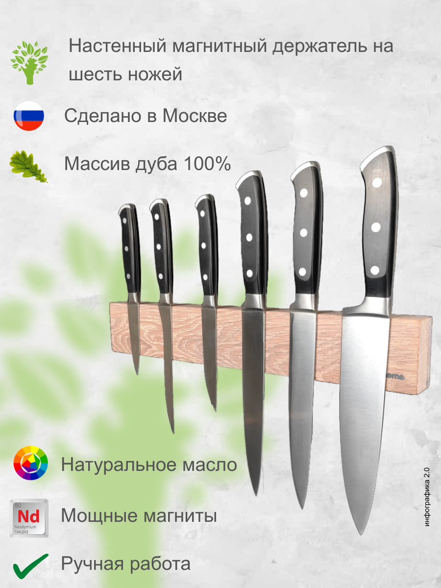 Магнитный настенный держатель для ножей Woodinhome KS001SOW