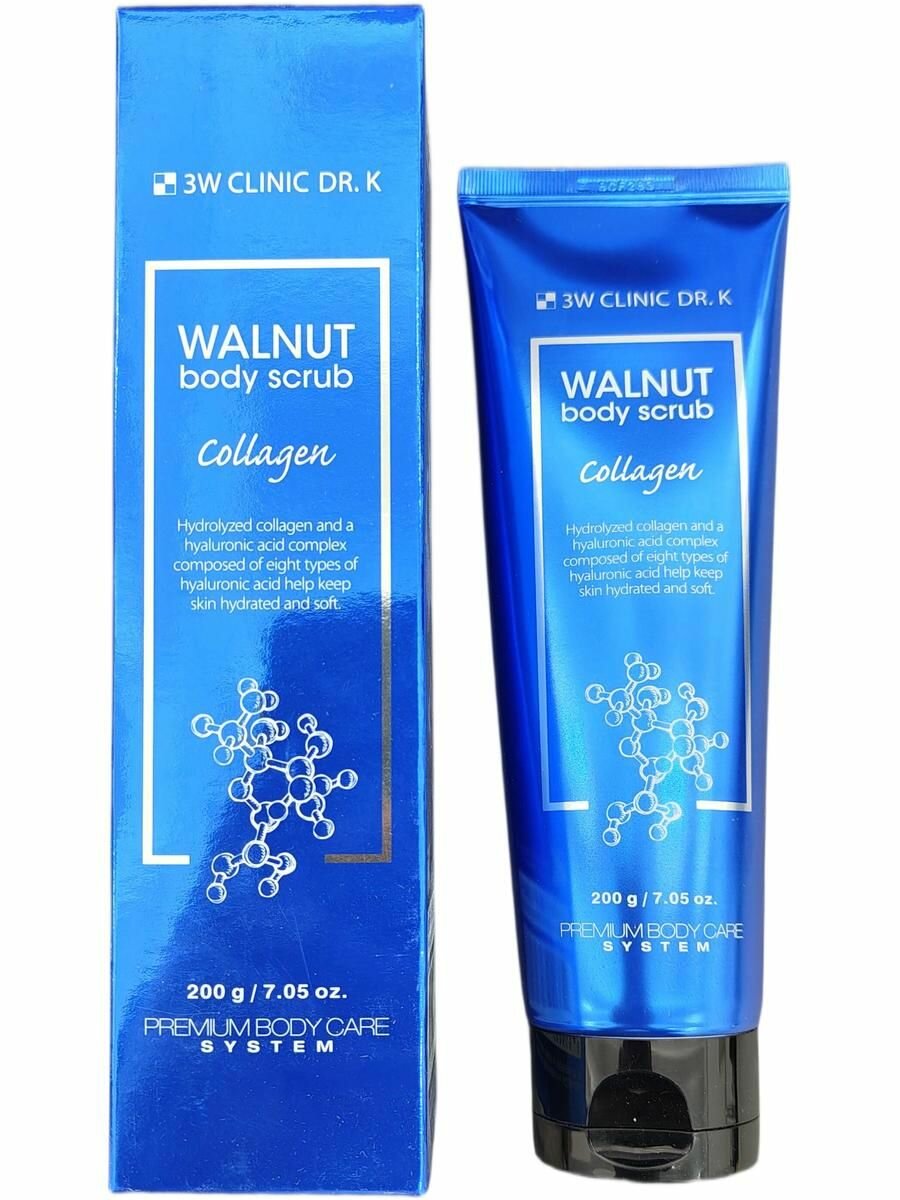 3W Clinic Скраб для тела с коллагеном Dr. K Walnut Корея, 200мл