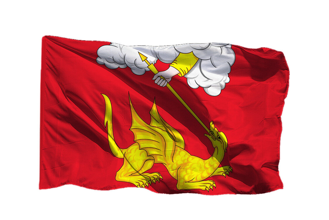 Флаг Егорьевска на шёлке, 70х105 см - для ручного древка