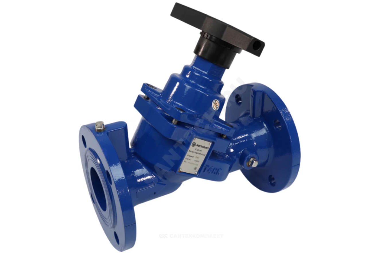 Клапан балансировочный ручной чугун Ду 150 Ру16 Тмакс=120 оС фл Kvs=400м3/ч с измерительными ниппелями Benarmo