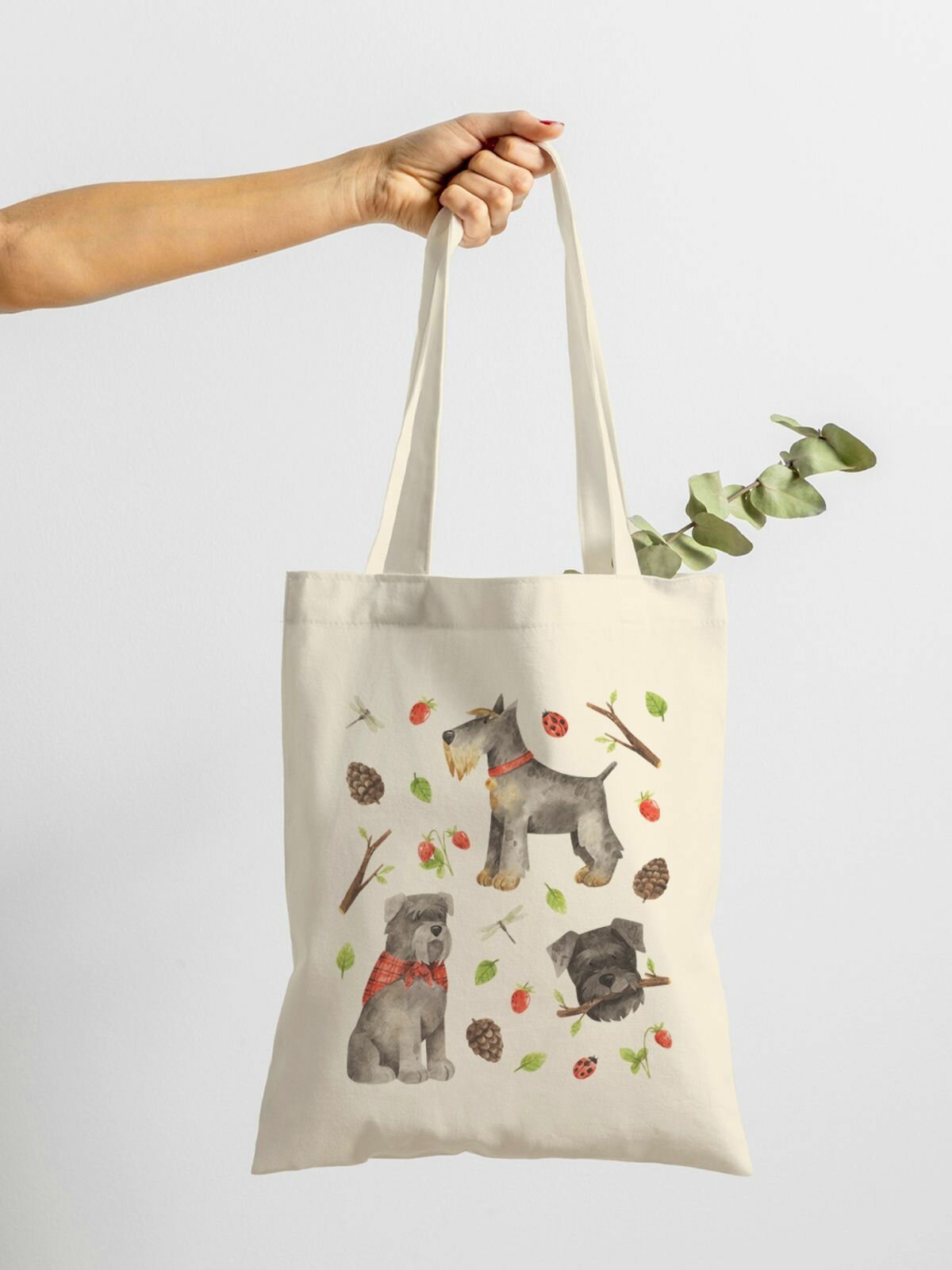 Сумка шоппер шоппер с принтом "Шнауцер", шопер авоська холщовая с рисунком в подарок