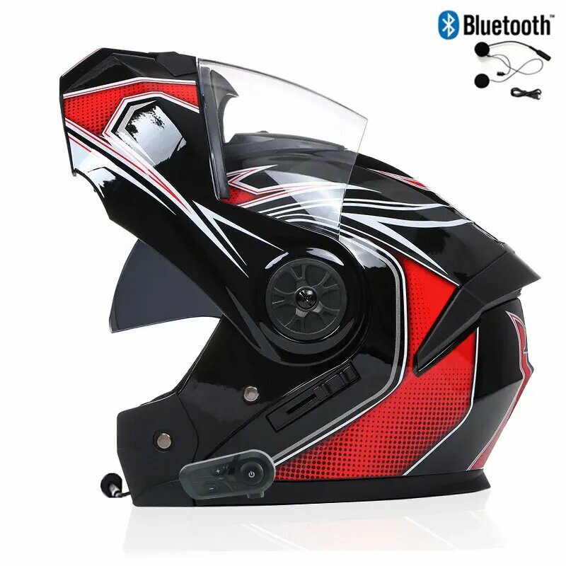 Мотошлем с Bluetooth, черный XL, Color: 11
