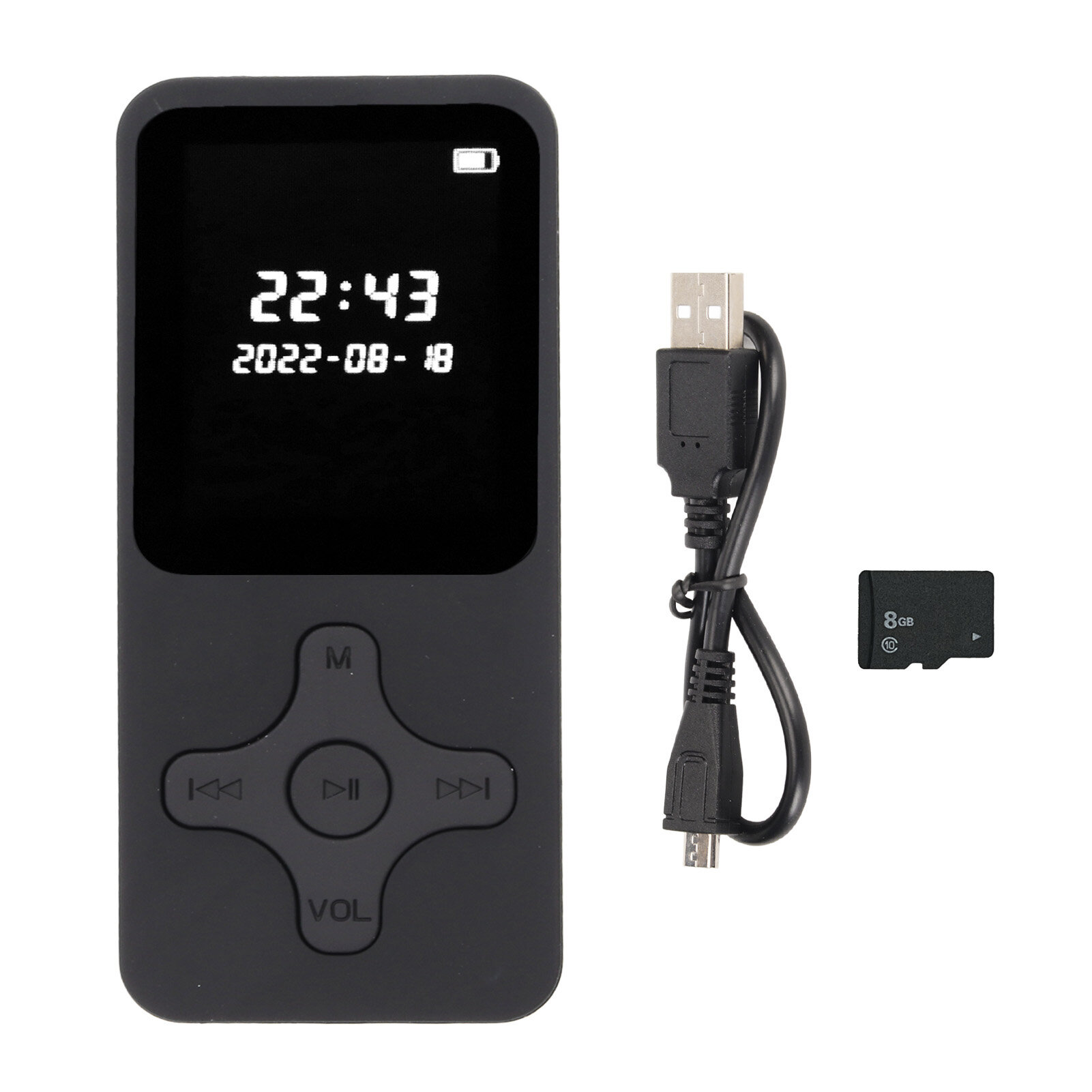 MP3 MP4-плеер Bluetooth 5.0 с 1,77-дюймовым ЖК-экраном, ультратонкий портативный музыкальный проигрыватель Hi-Fi, HD-динамик, FM-радио и поддержкой карт памяти 8 ГБ