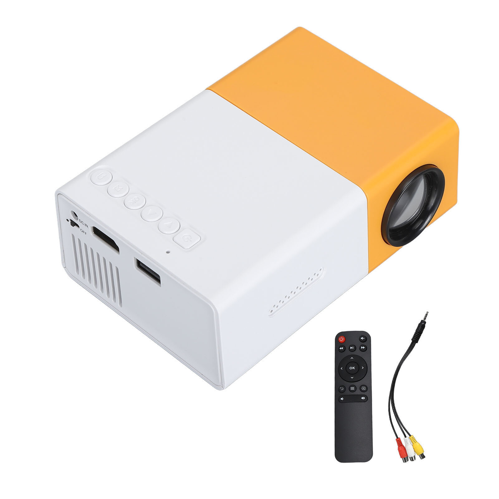 100-240 В портативный светодиодный проектор Full HD для домашнего кинотеатра для детей, желтый и белый, вилка UK, ночное киноразвлечение