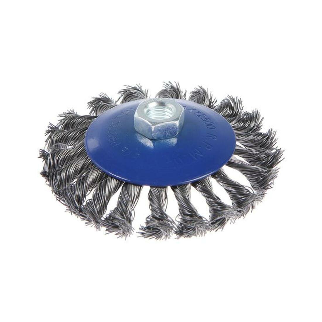 Щетка металлическая для УШМ тундра, крученая проволока, "тарелка", М14, 115 мм