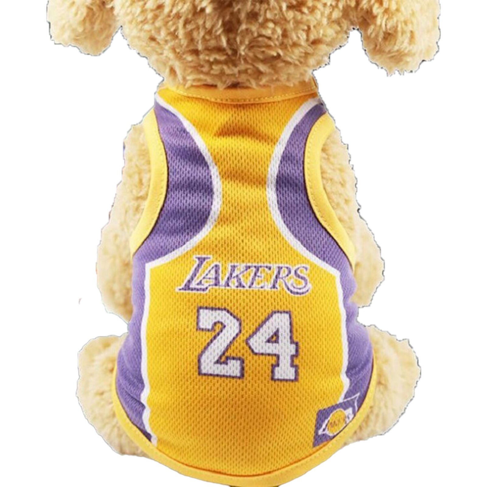 Футболка Dog World Cup, яркая, сетчатая, мягкая дышащая, летняя жилетка, фиолетово-желтый (Lakers 24), L