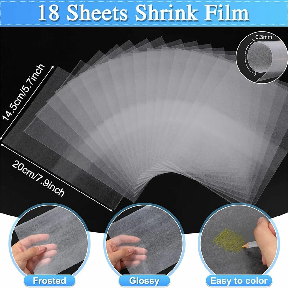Усадочная Художественная Бумага, 18 Шт. Листы Термоусадочной Бумаги, Термоусадочная Пластиковая Пленка