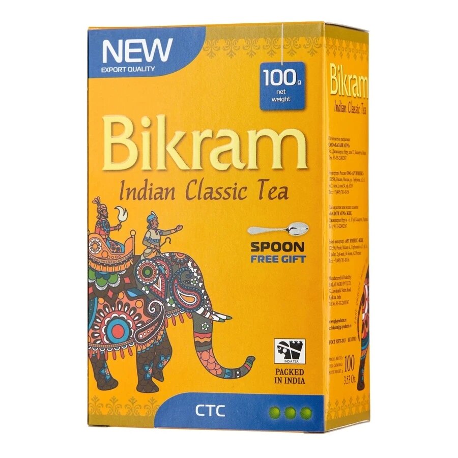 Чай черный CTC Ассам Bikram 100г + ложка