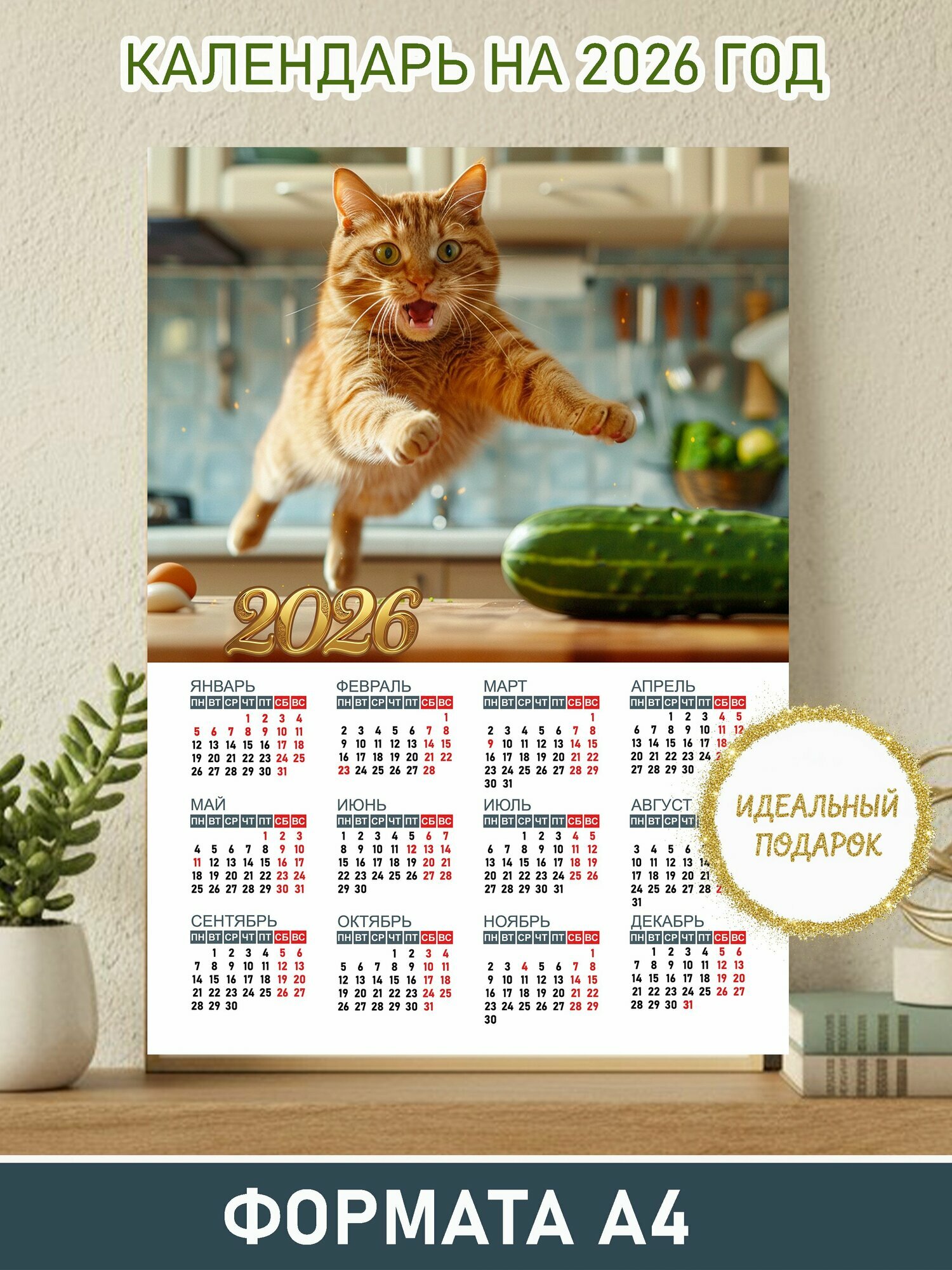 Настенный календарь на 2026 год формата А4