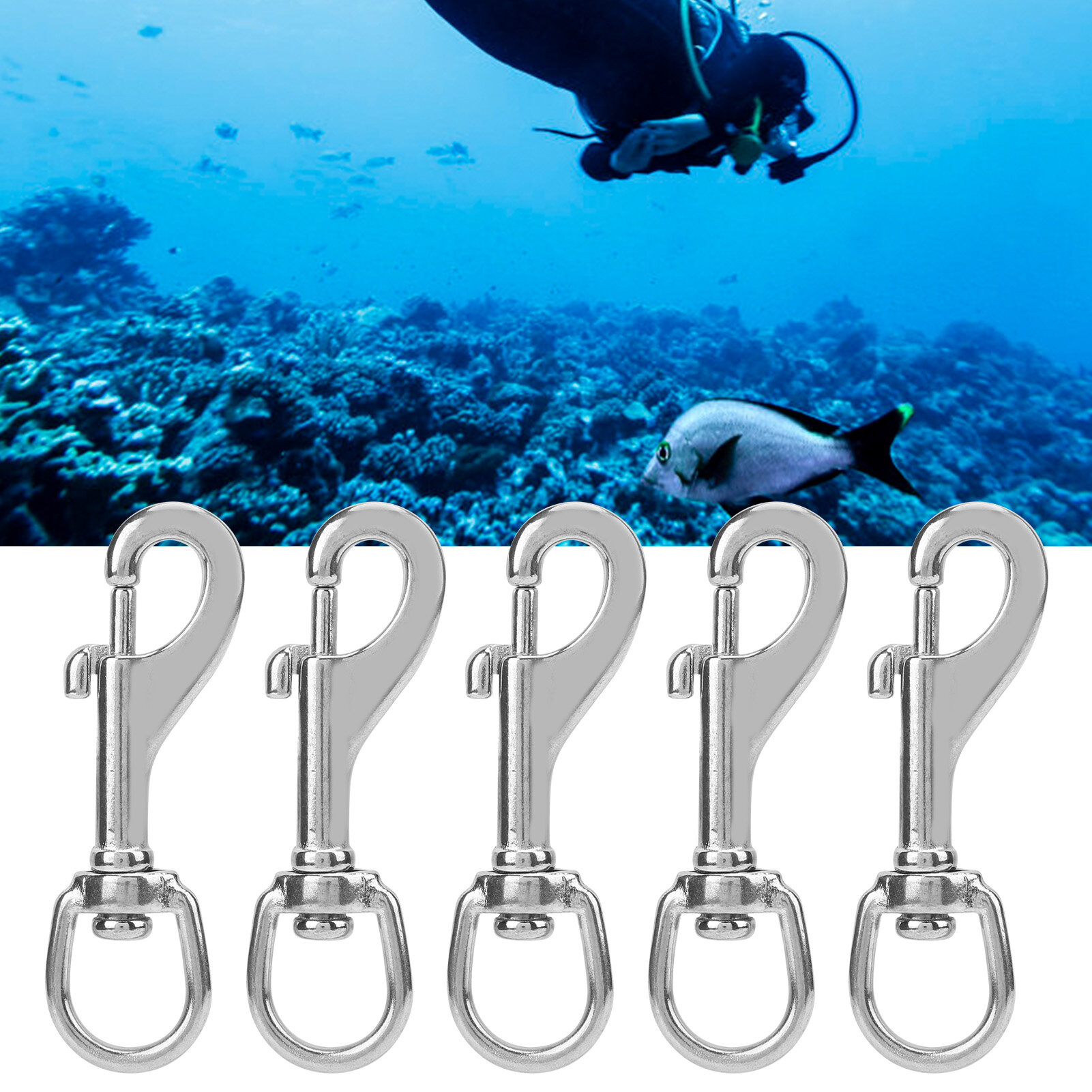 L92MM Пружинные карабины из нержавеющей стали Крюк для дайвинга Двусторонний зажим SpringSnap