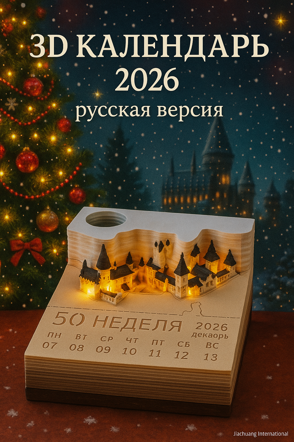 3D календарь Гарри Поттер "Замок Хогвартс" 2026 год. На русском