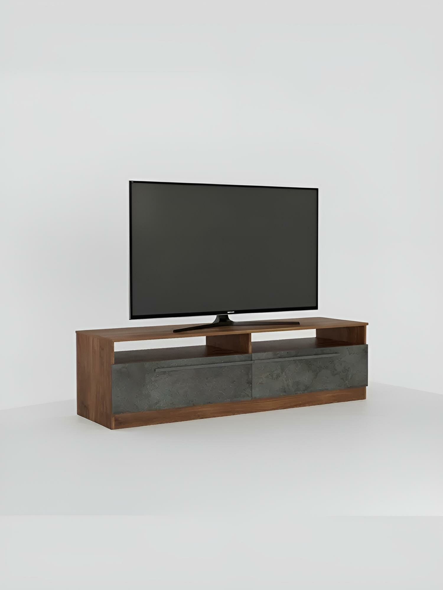 Тумба под телевизор напольная Аравия-Эстер, 170х53х47.8 см, 2 ящика, 2 полки, Дуб Кастелло Бренди/Ароза