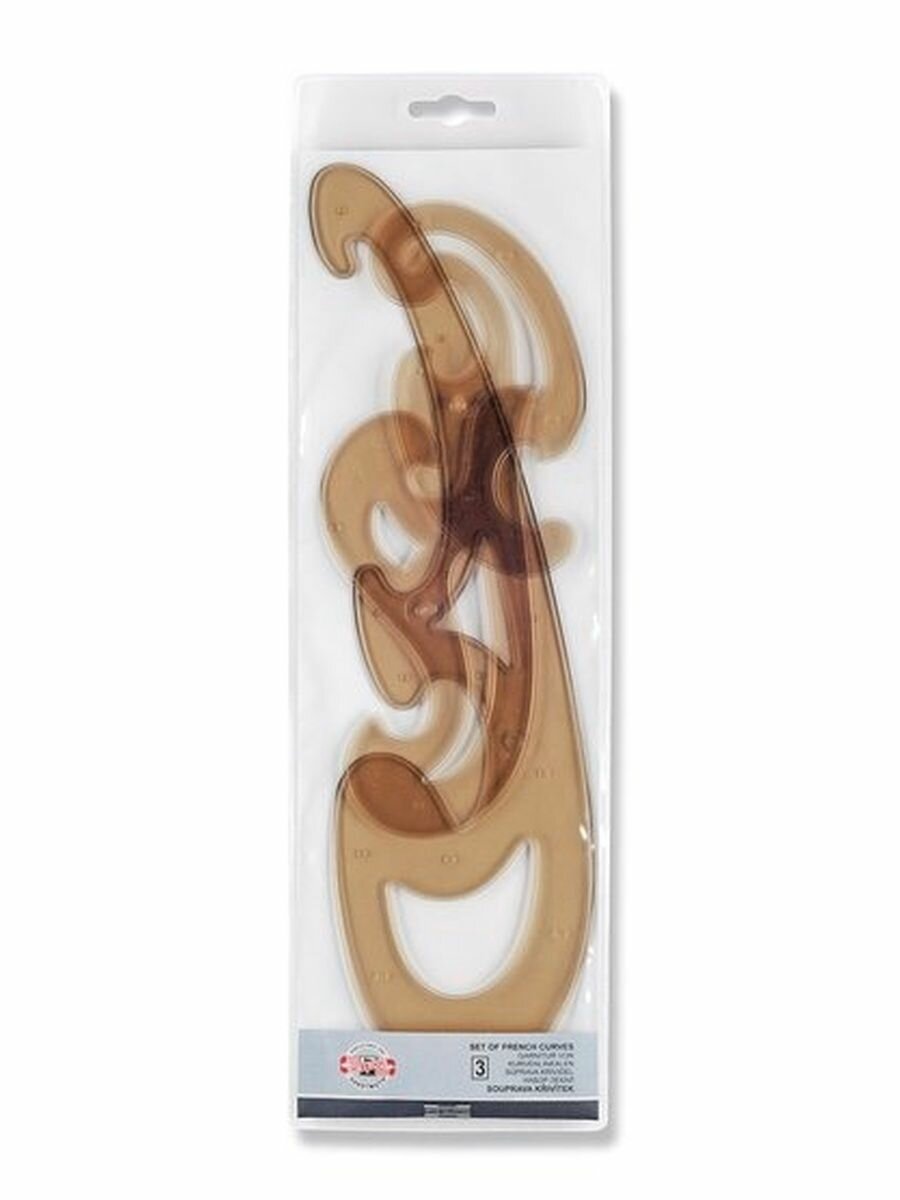 Набор лекал KOH-I-NOOR, 3 предмета, пластик, цвет прозрачный светло-коричневый