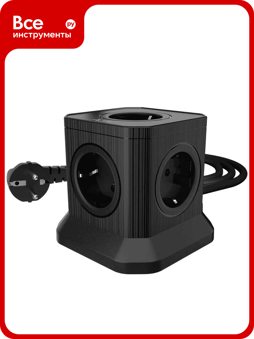 Сетевой фильтр настольный AGNI 5 розеток c кабелем 3м, черный TP-VE4U5E-3m-black, пластиковый, 100×100×92, 92.3 мм