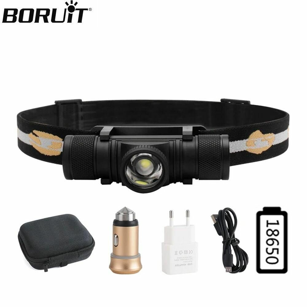 Светодиодная фара BORUIT D20 с зумом для рыбалки кемпинга на открытом воздухе