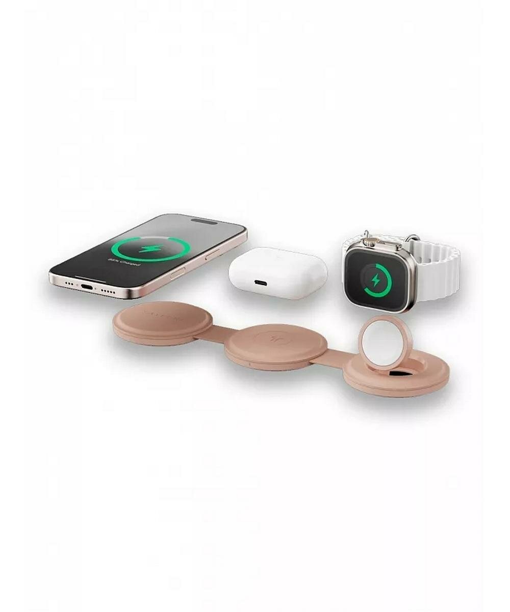 Беспроводное зарядное устройство Satechi ST-QTG31R 3-in-1 Wireless Qi2 Розовый Qi 2 RU