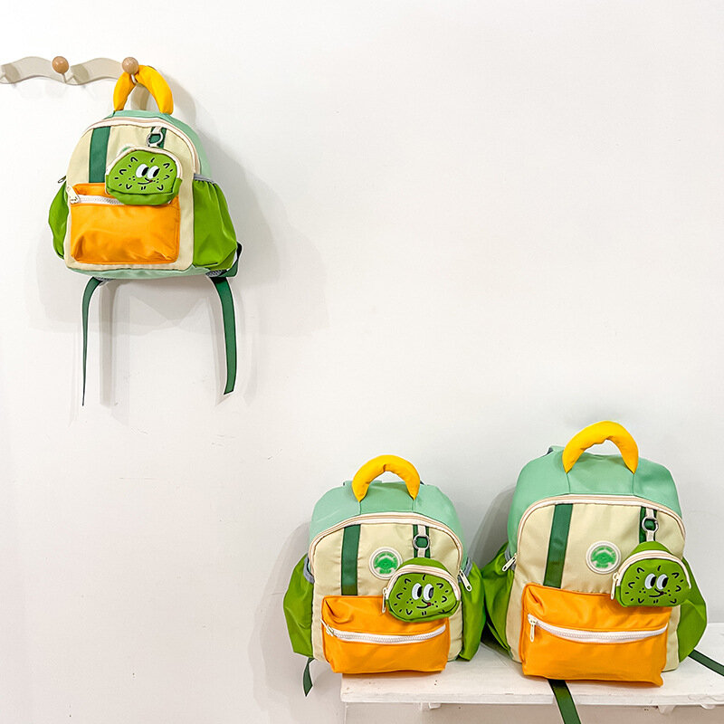 Сумка школьная, для детского сада, корейская версия, контрастные цвета, зеленая, маленькая