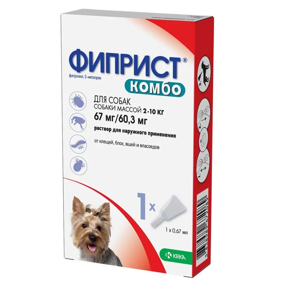 Фиприст Комбо для собак массой от 2 до 10 кг 1 пипетка, крка(крка)