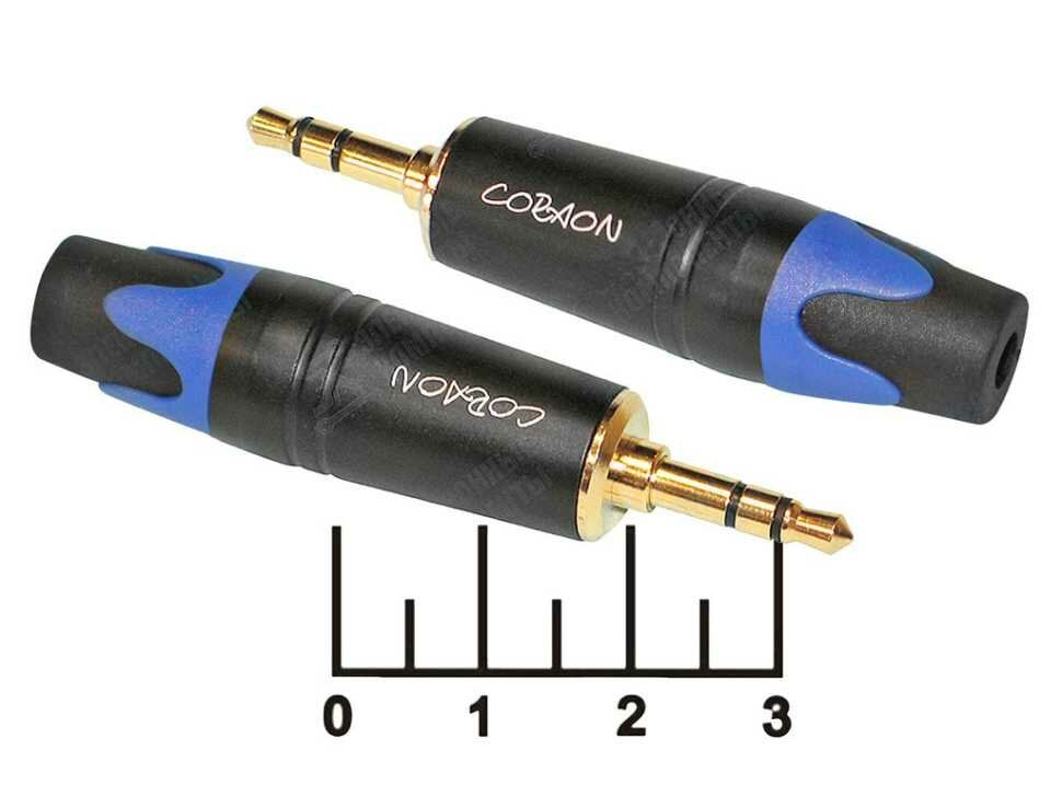 Разъем AUD 3.5 штекер стерео gold синий Coraon