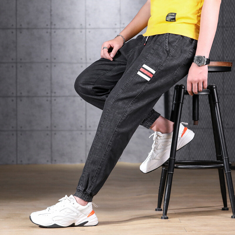 Охоты Брюки JYL Чистый цвет 350 джинсы муж. япон. раб. стиль штаны муж. эластич. пояс плус толст. размер Харун штаны муж. черный/2XL