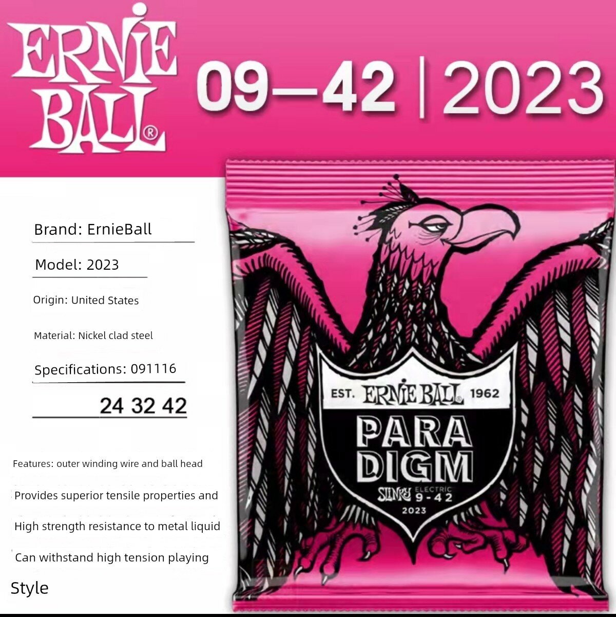 Набор струн Ernie Ball 10-46, премиальные никелевые, сделано в США, струны для электрических и акустических гитар