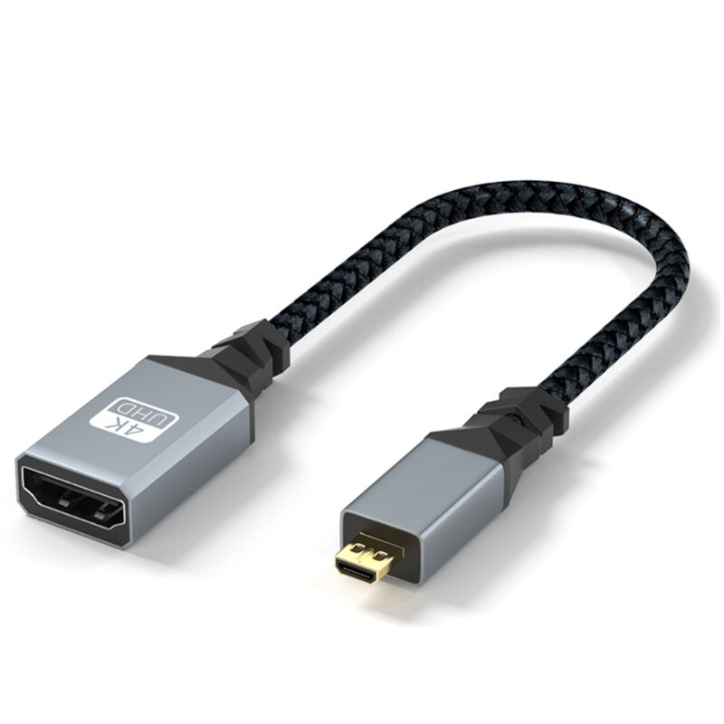 (1 шт.) Кабель HDMI мама - micro HDMI папа, 4K, метал, прямой