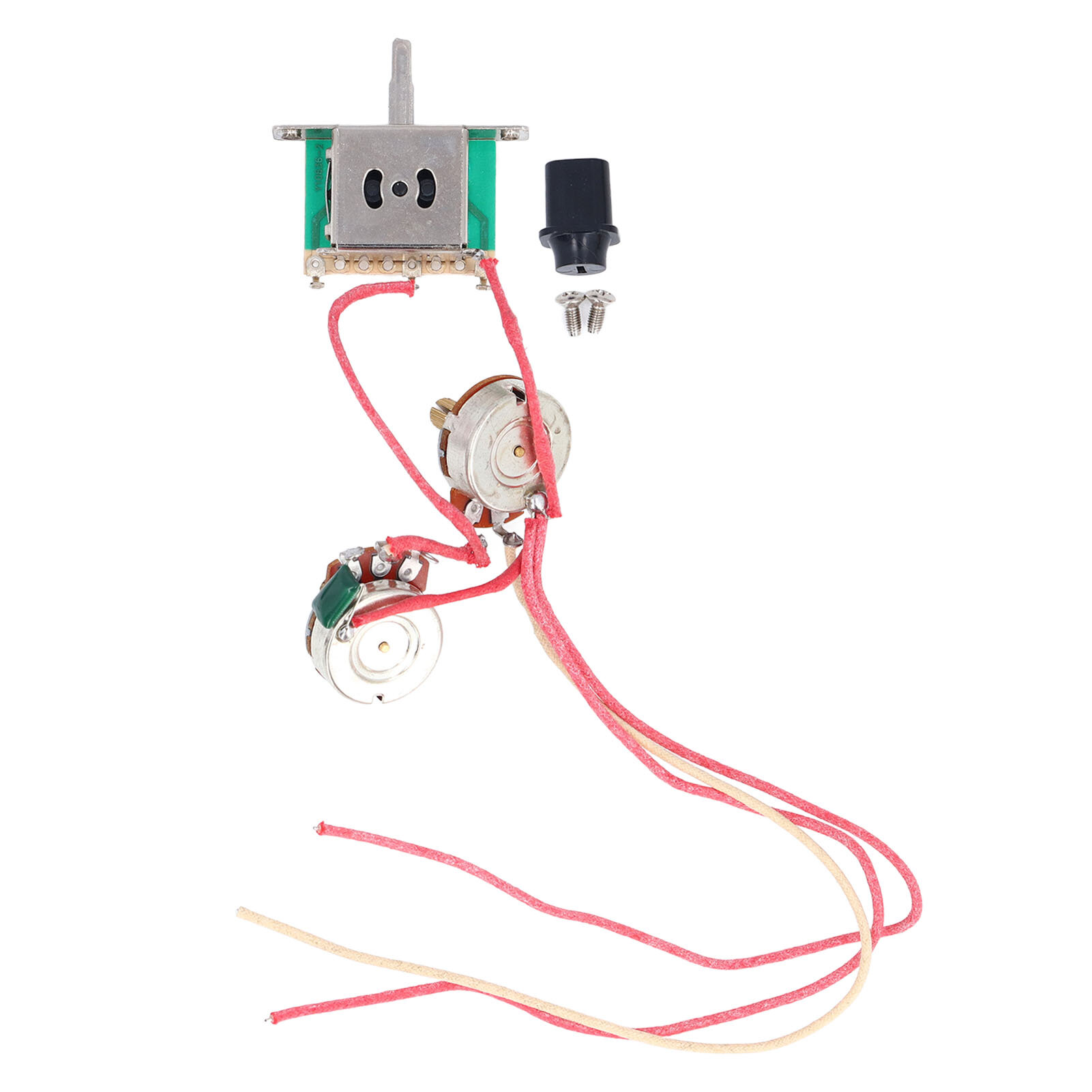 Комплект проводки для электрогитары, предварительно смонтированный, с 3-позиционным тумблером, потенциометром 250 кОм и разъемом для подключения электрогитары.