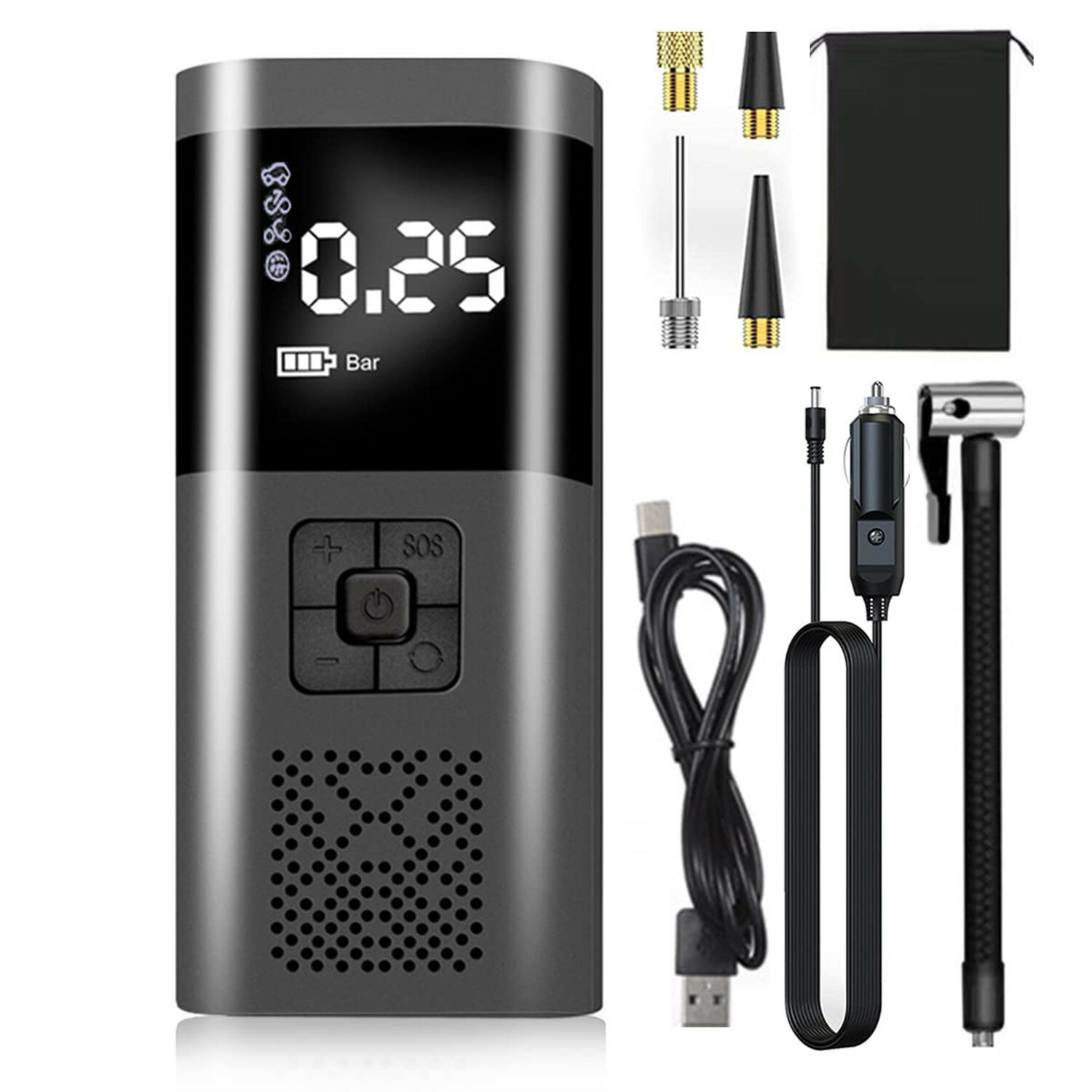 Насос Для Накачки Шин: 150 PSI Автоматическое Отключение Светодиодный Дисплей - Портативный Насос Для Аварийного Использования В Ночное Время