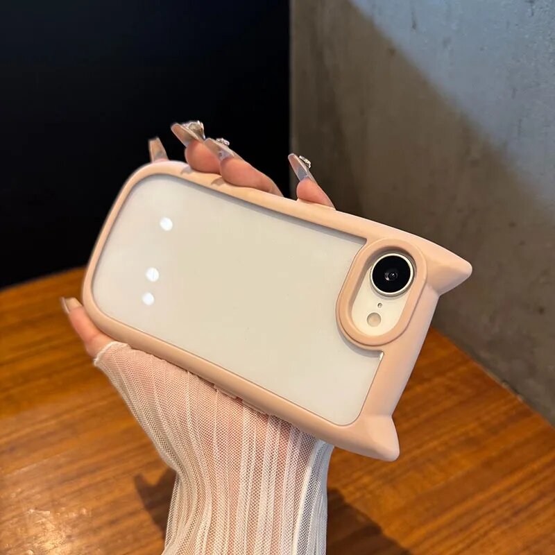 Розовый чехол для iPhone 16 с ушками