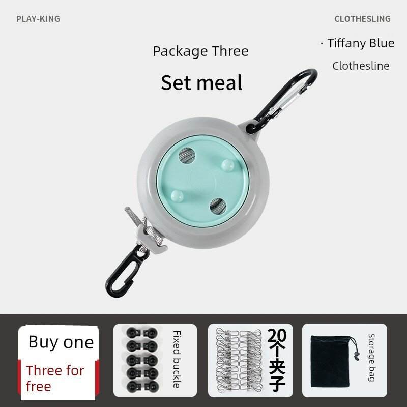 Бирюзовый полный комплект: 10 креплений, 20 бельевых зажимов, сумка для хранения для внутреннего использования